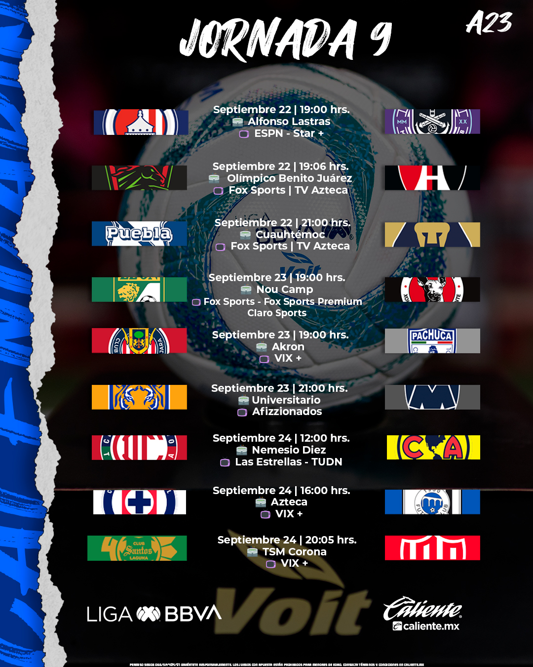 Calendario Jornada 9 Liga Mx A2023 – Media Cancha SLP